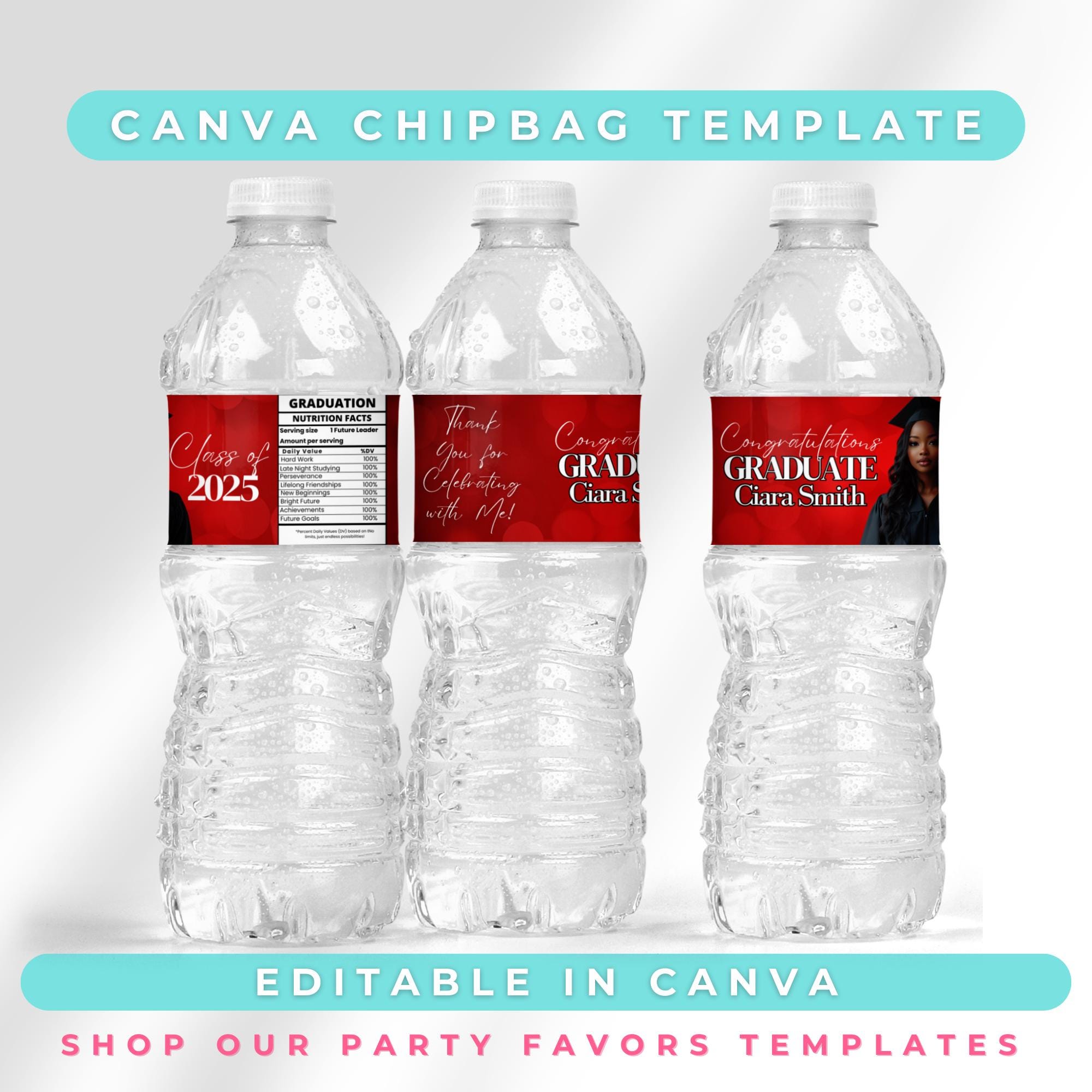 Red Graduation Party Favor Bundle – Chip Bag, Chocolate Bar Wrapper ...