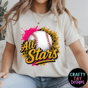 All Stars Baseball PNG | Glam Baseball Sublimation Design Glitter ...
