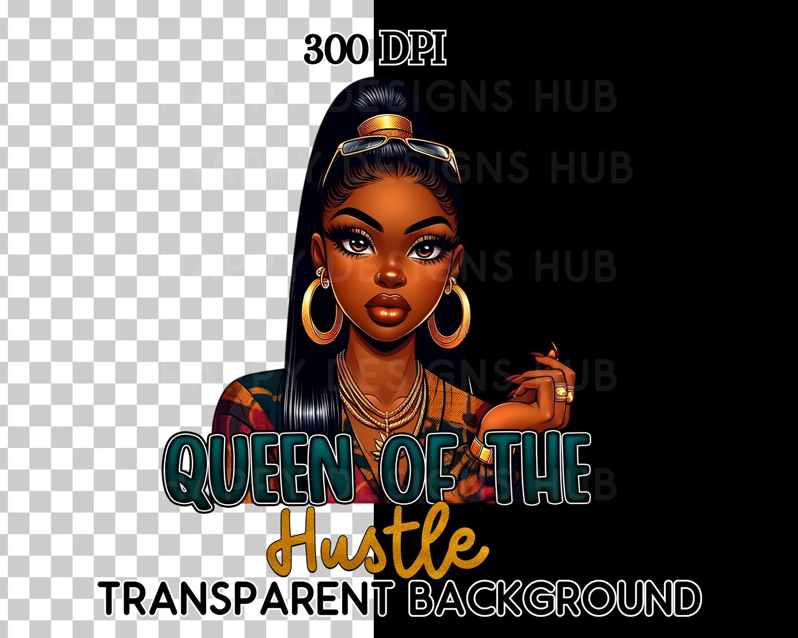 Queen of the Hustle PNG Digital Design Black Women Hustle PNG, Hustle ...