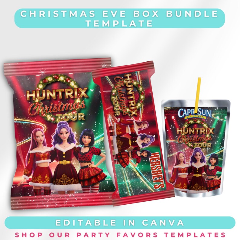K-pop Demon Huntrix Christmas Eve Box Template (editable in Canva ...