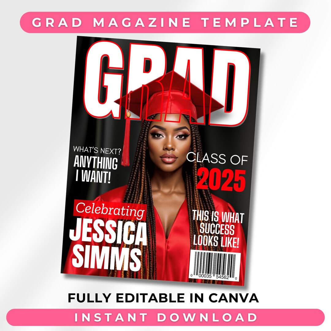 Graduation Magazine Cover Template | Editable Canva Design | Class of ...