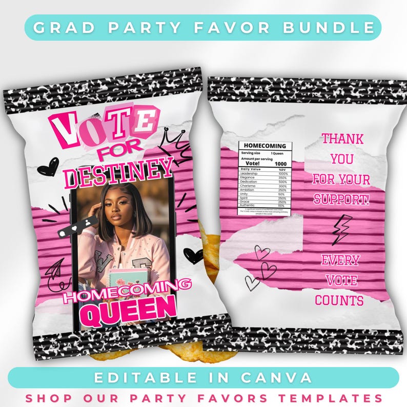 Homecoming Party Favor Bundle – Chip Bag, Chocolate Bar, Water Bottle ...