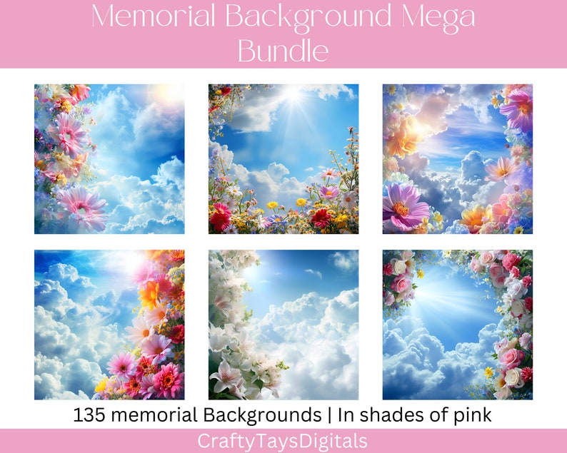 Memorial Background Mega Bundle: 135 Floral Memorial Backgrounds ...