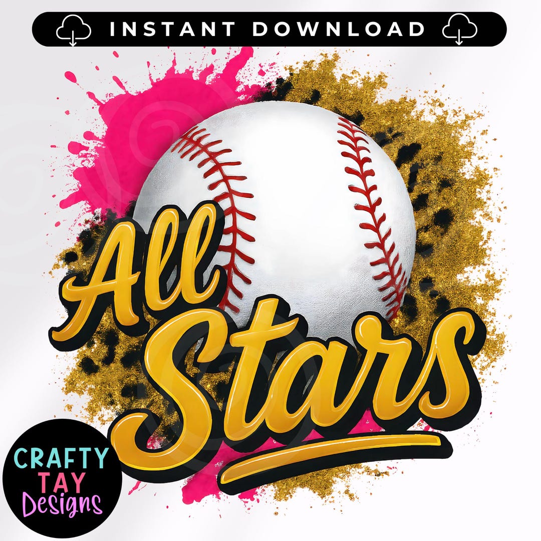 All Stars Baseball PNG | Glam Baseball Sublimation Design Glitter ...