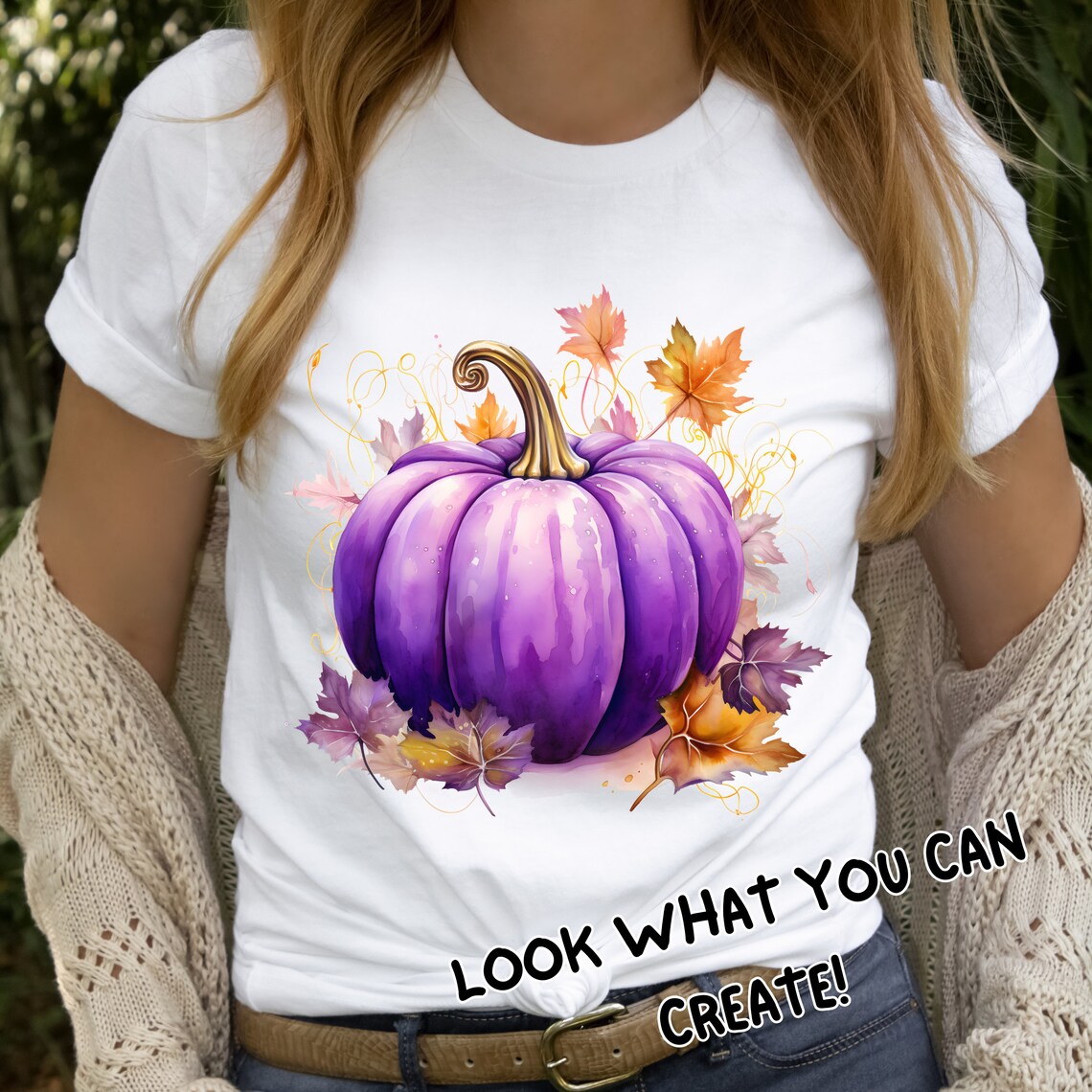 Watercolor Purple Pumpkin Clipart Bundle: Halloween Graphics, Fall PNG ...