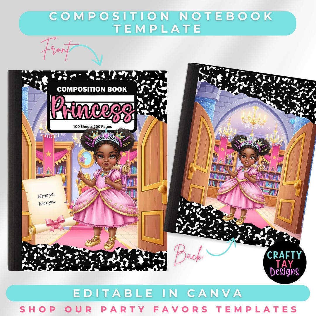 Editable Composition Notebook Cover Template | Princess Girl | Back to ...