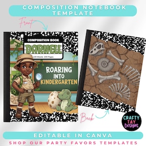 Dinosaur Notebook Cover Template - Etsy