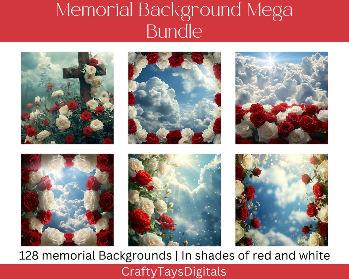 Red and White Memorial Background Bundle: 128 Memorial Backgrounds, in ...