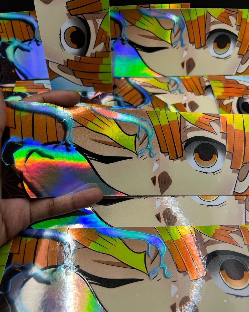 Anime Slap Sticker Thunder Slayer Holographic Stickers Etsy