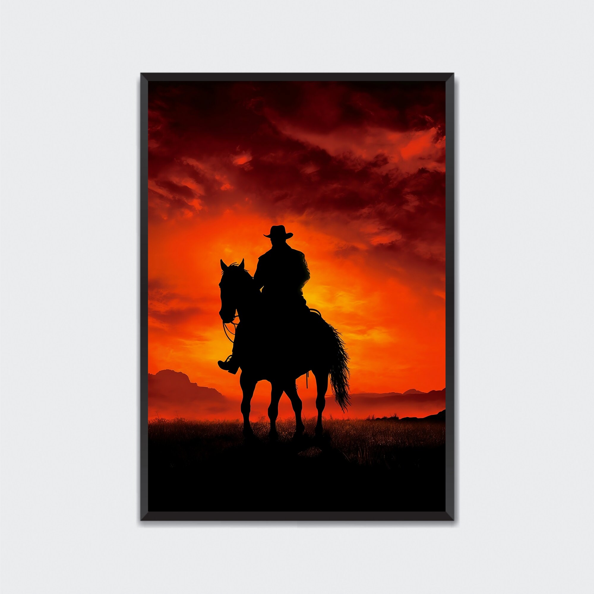 Man Riding on a Horse Wall Art Print Illustration Printable Painting ...