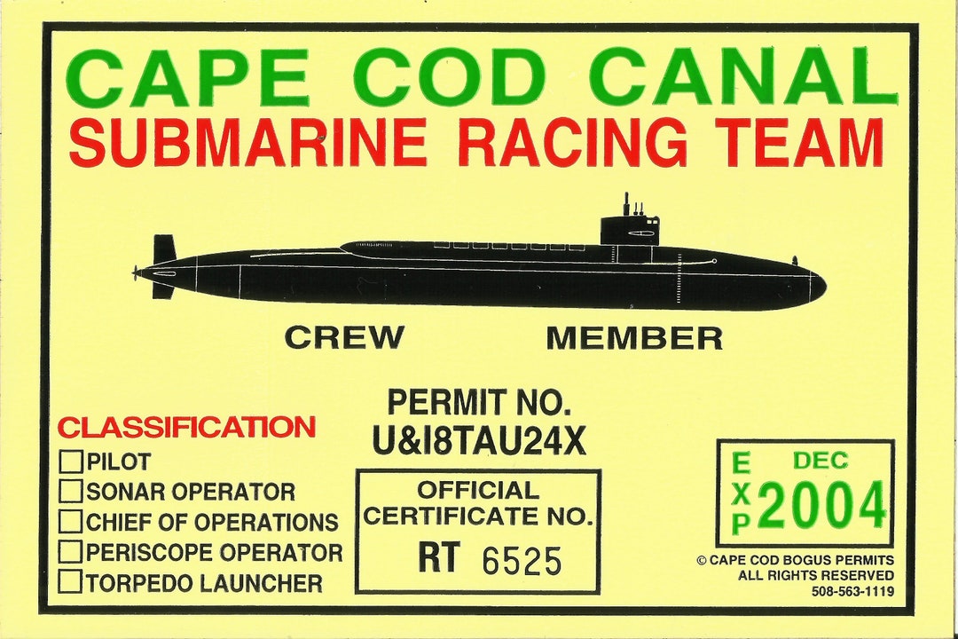 Vintage Cape Cod Submarine Racing Team Bogus Permits 4x6 Vinyl Stickers ...