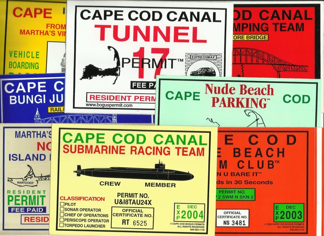 Cape Cod Bogus Permit Stickers: Funny Car Bumper Decals - Etsy