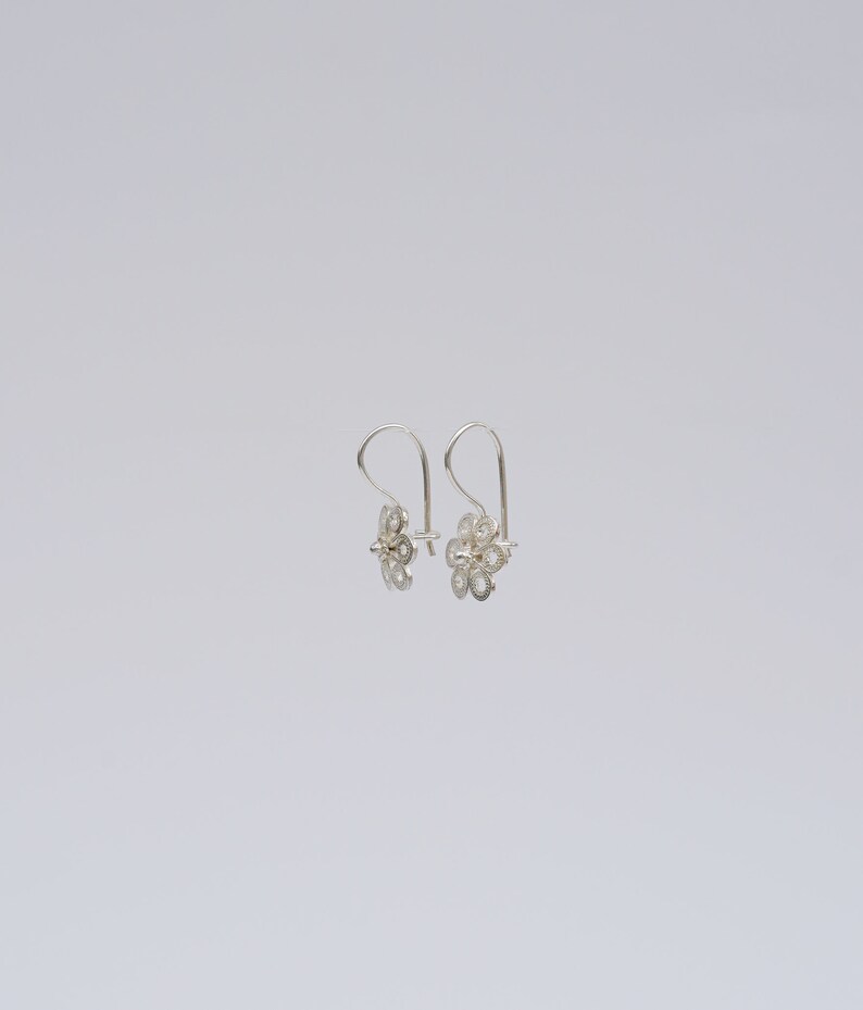 925 Sterling Silver Handmade Filigree Daisy Flower Drop Earrings for ...