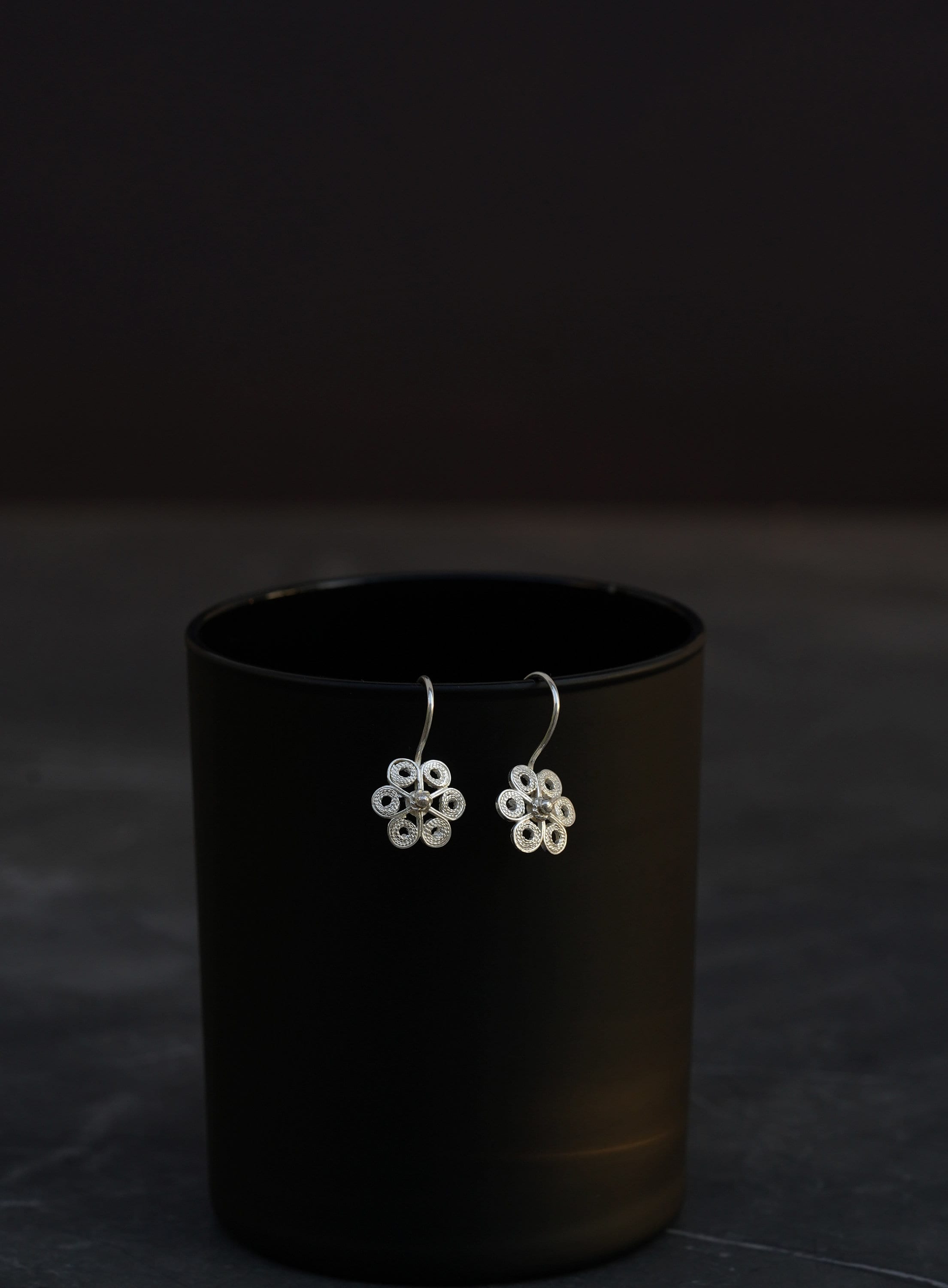 925 Sterling Silver Handmade Filigree Daisy Flower Drop Earrings for ...