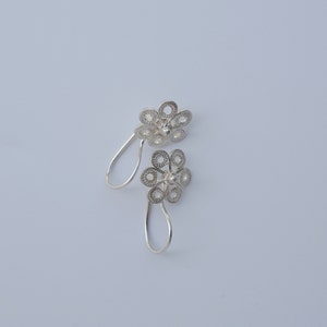 925 Sterling Silver Handmade Filigree Daisy Flower Drop Earrings for ...