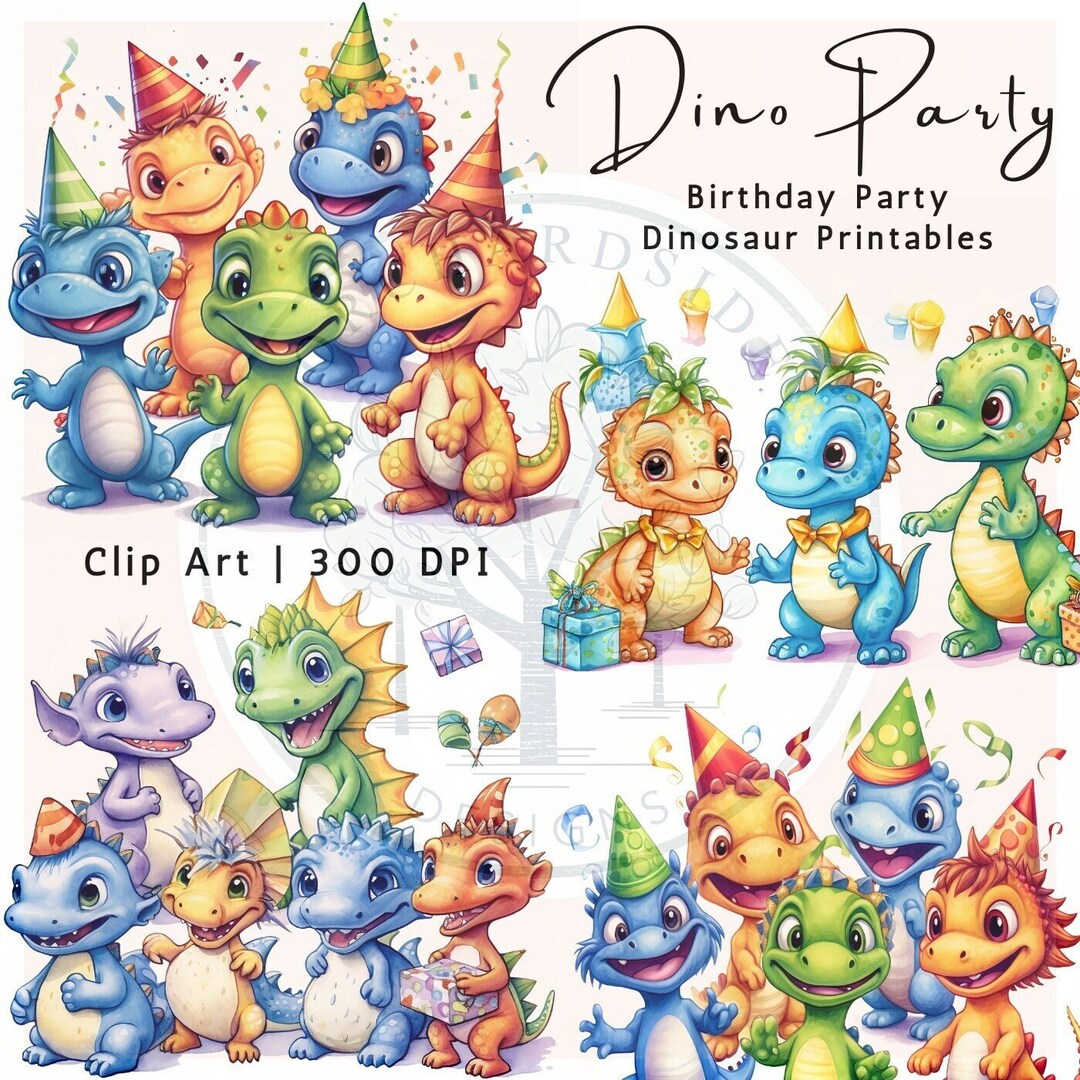 Dinosaur Party Printables - Clip Art Downloads - 300DPI - Etsy