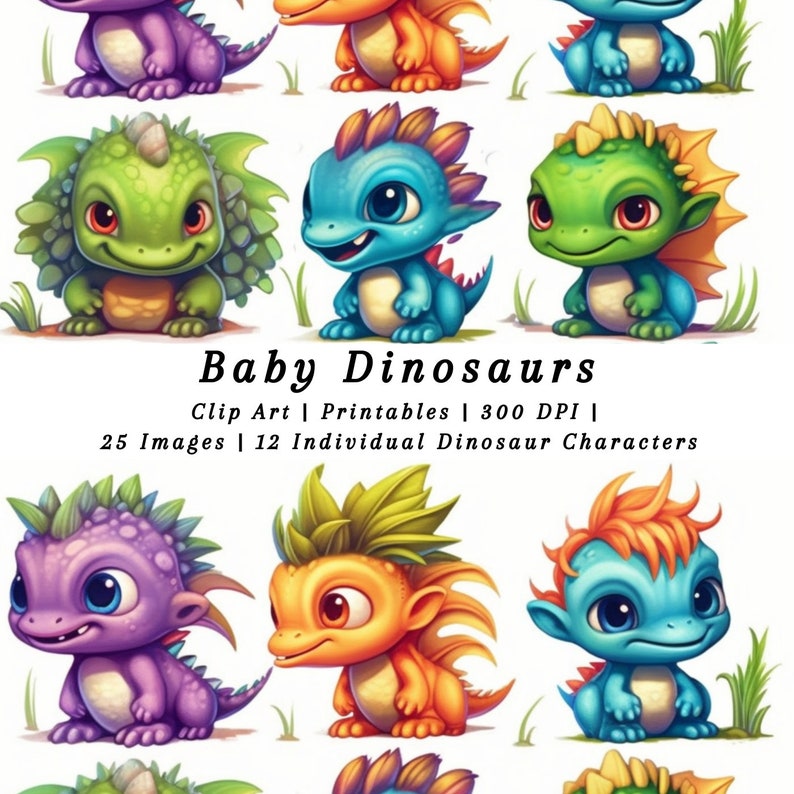 Baby Dinosaur Clipart | Instant Download | 300 DPI Images | PNG ...