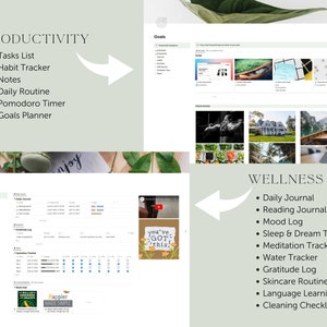 Notion Template, All in One Life Planner, Greenery Aesthetic - Etsy