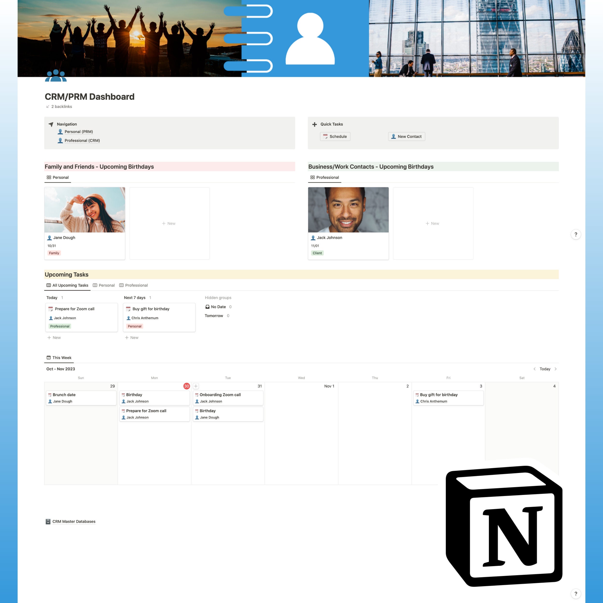 Notion Template, CRM, PRM, Personal and Professional Relationship Manager Dashboard - Personal ...