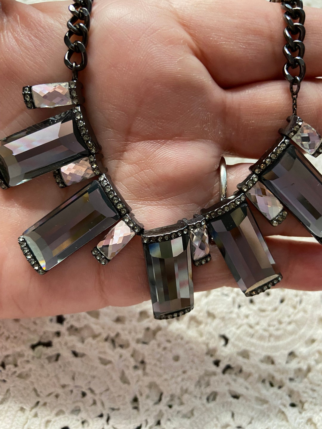 Black Chain Rhinestones Sparkly Statement Necklace - Etsy