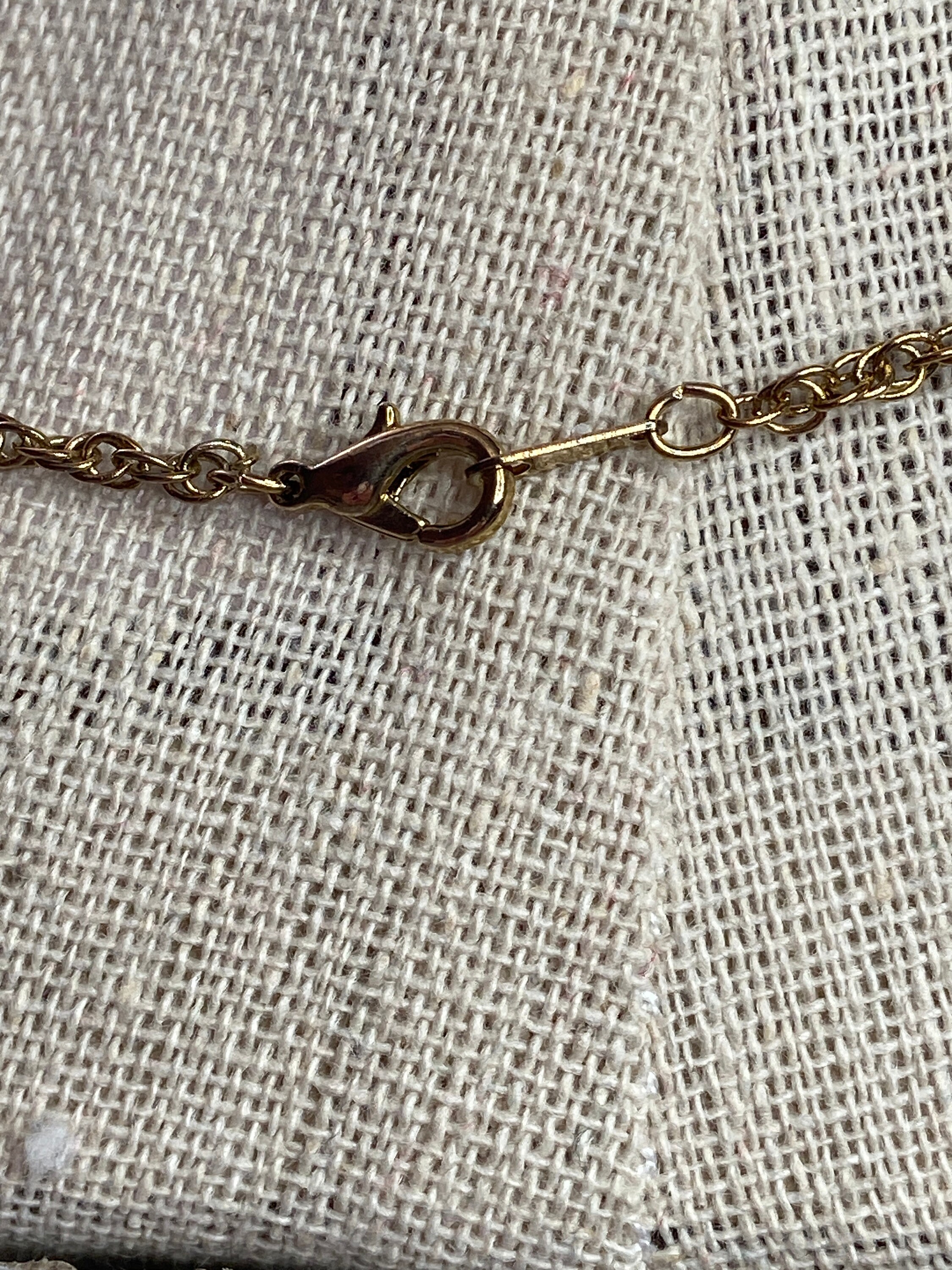 Korea Stamped Gold Tone Chain With Faux Purple Amethyst and Faux ...