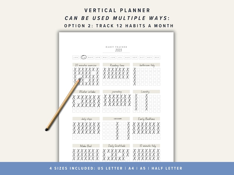 Printable Habit Tracker PDF for Yearly Monthly Daily Routine - Etsy
