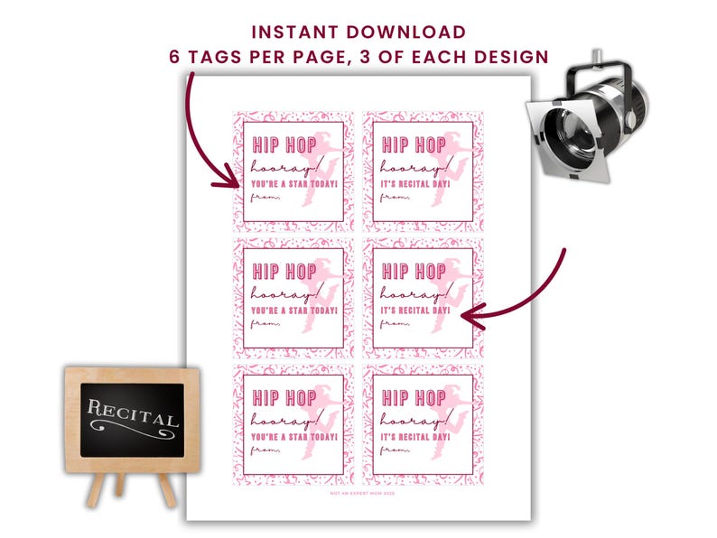 Printable Dance Tag, Hip Hop Dance Recital Gift Tag, Hip Hop Hooray ...