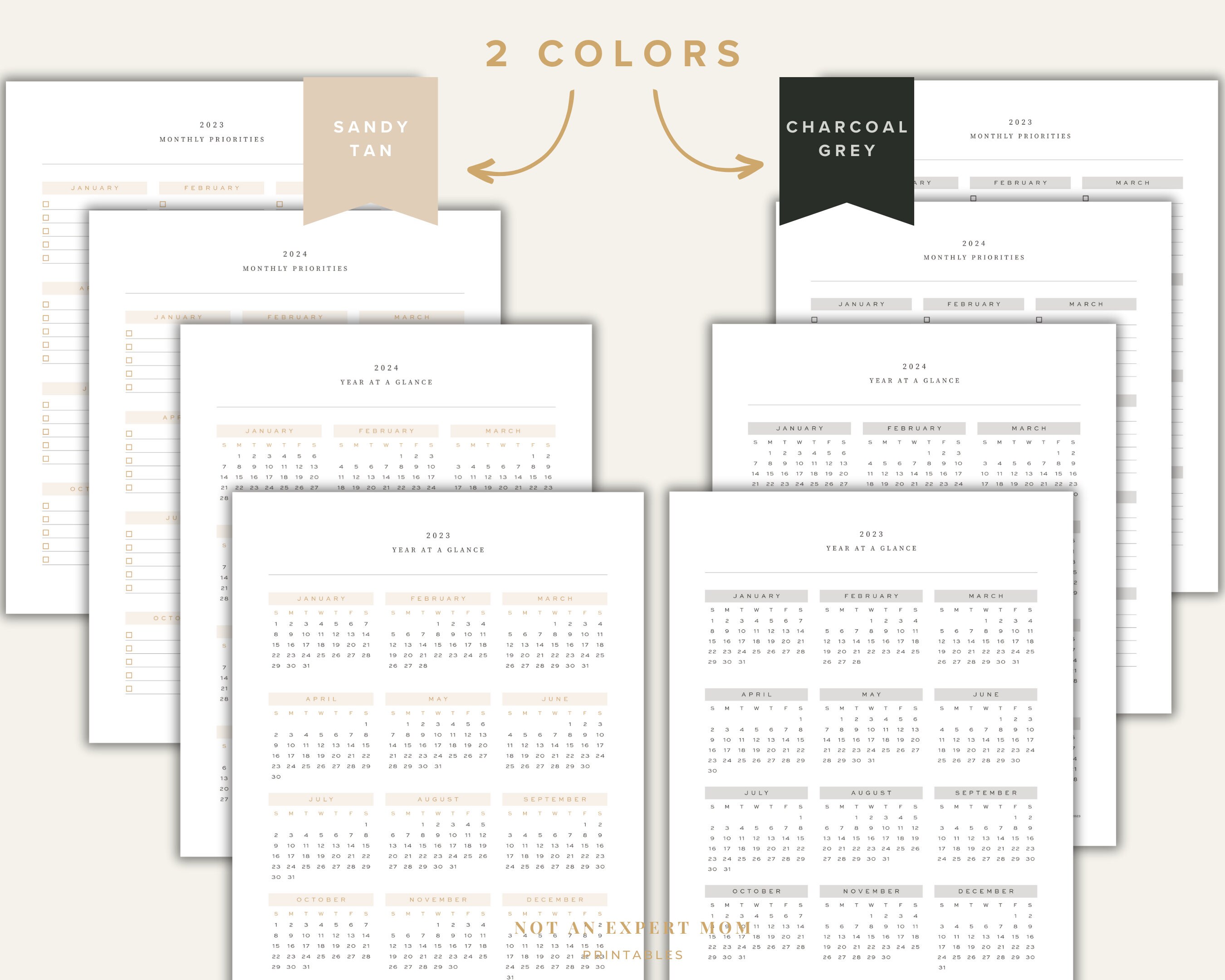 2023-2024 Academic Year at A Glance Calendar, Printable Year Planner ...