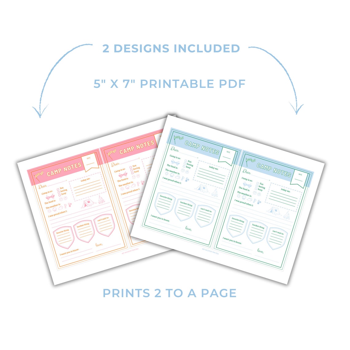 PRINTABLE Letter From Camp, Camp Note PDF Summer Camp Stationery, Kid's ...