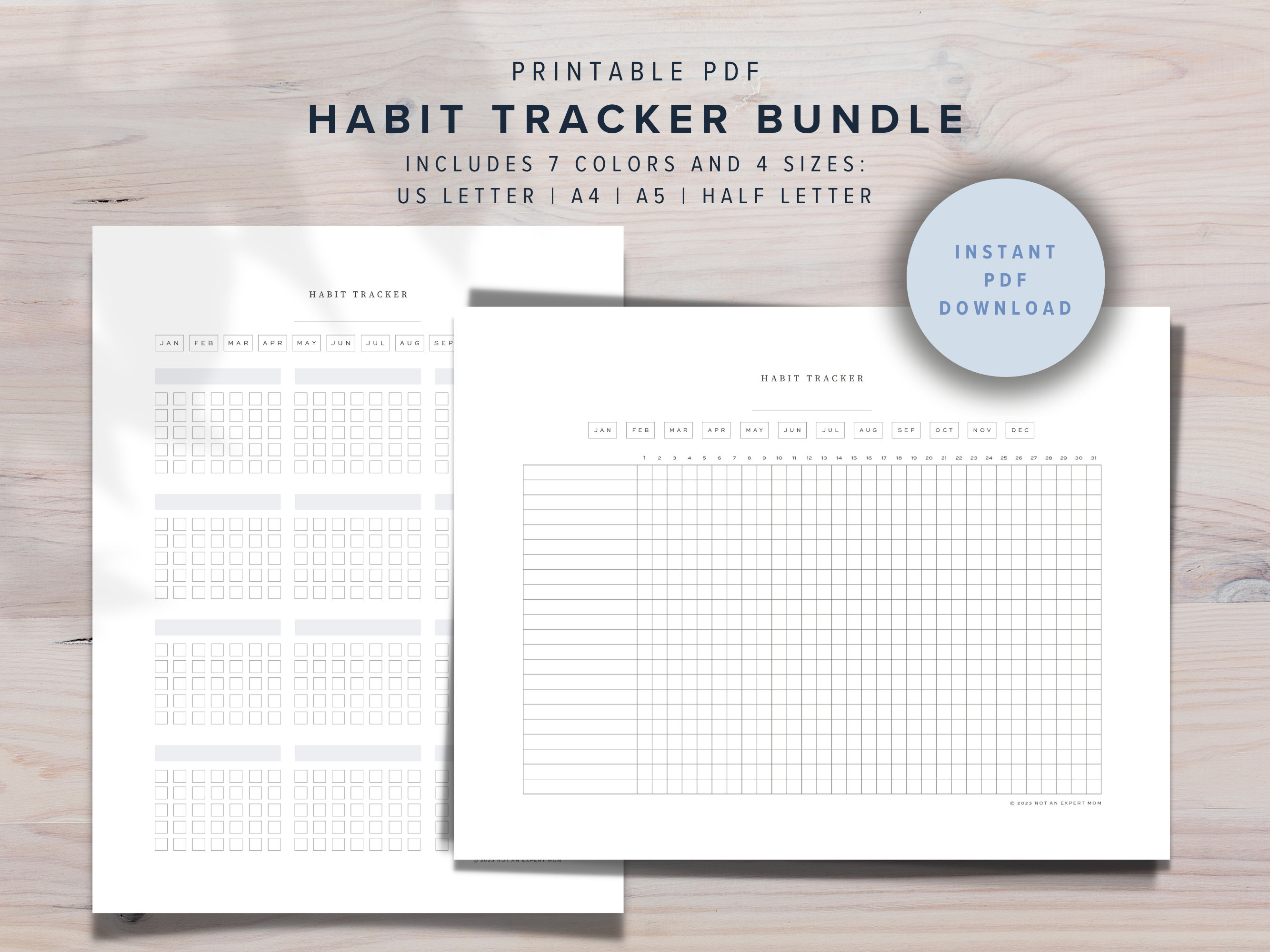 Printable Habit Tracker, PDF for Yearly Monthly Daily Routine and Goal ...