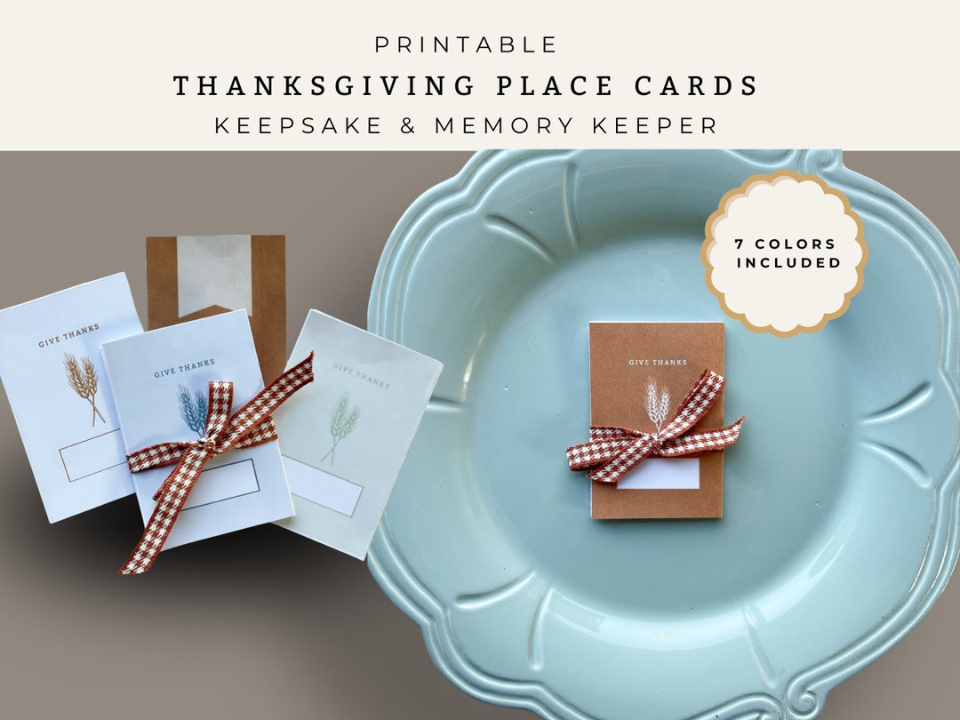 Thanksgiving Place Cards, Gratitude Keepsakes, Printable Place Cards ...