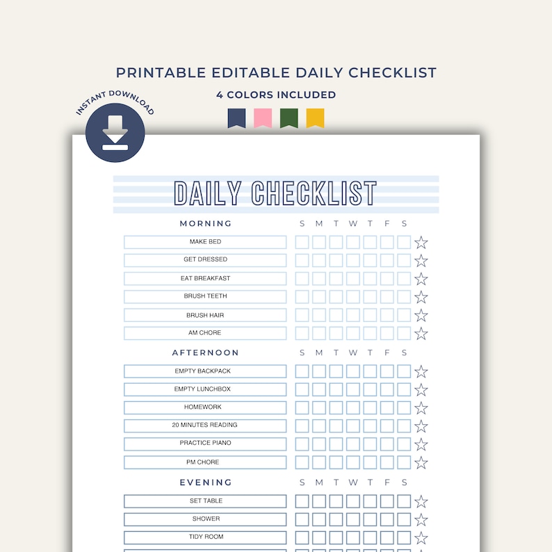 Kids Daily Checklist, Daily Routine Chart, Morning Routine, Evening ...