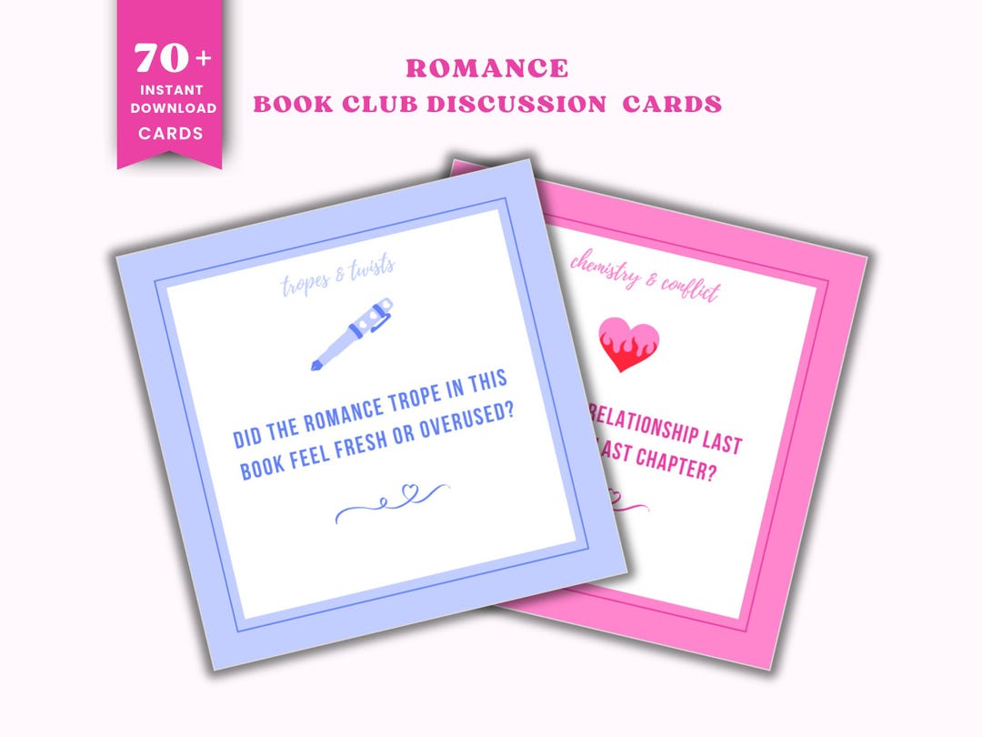 Romance Book Club Discussion Cards, Romance Trope, Book Club Games ...