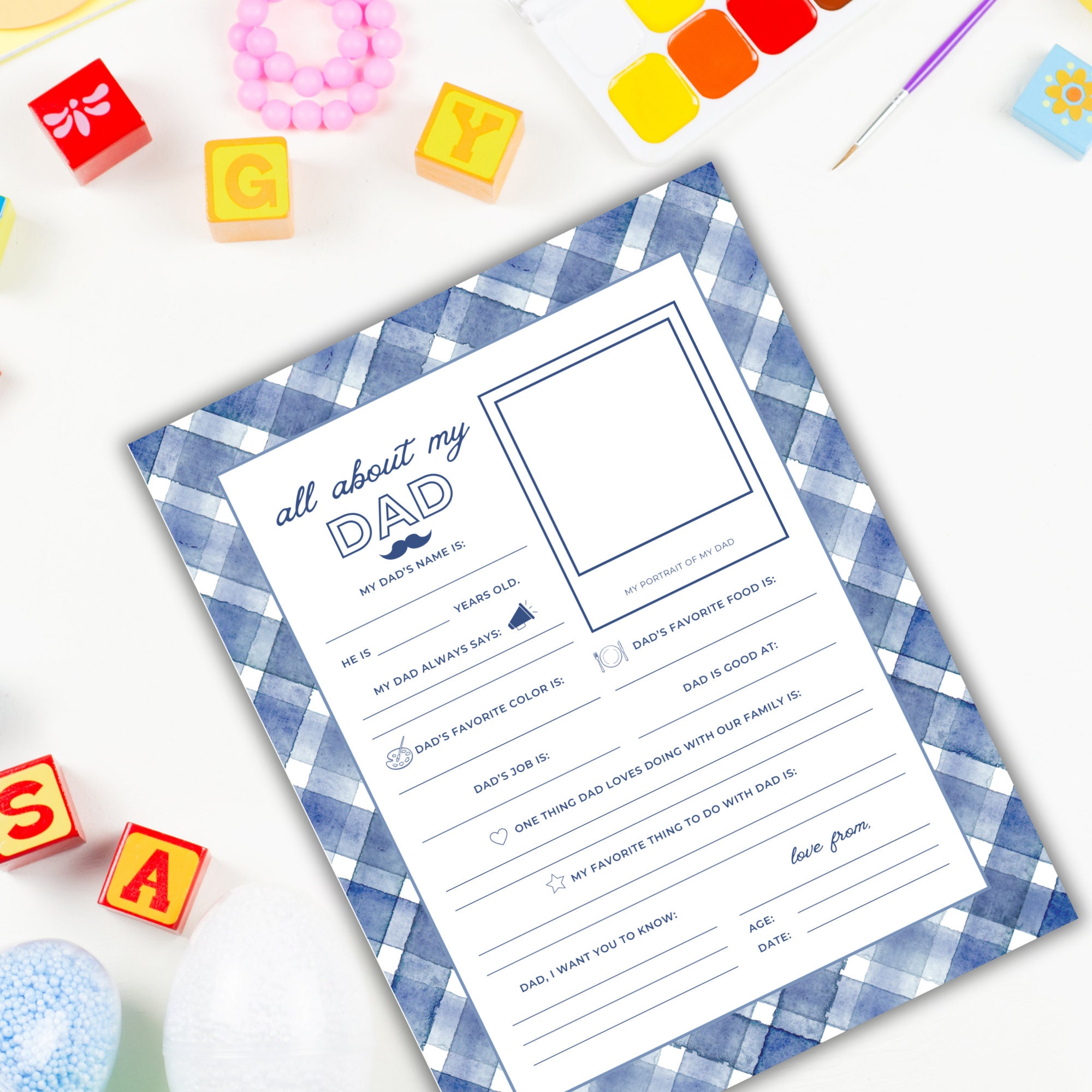 All About My Dad Printable Father's Day Gift, Last Minute Father's Day ...