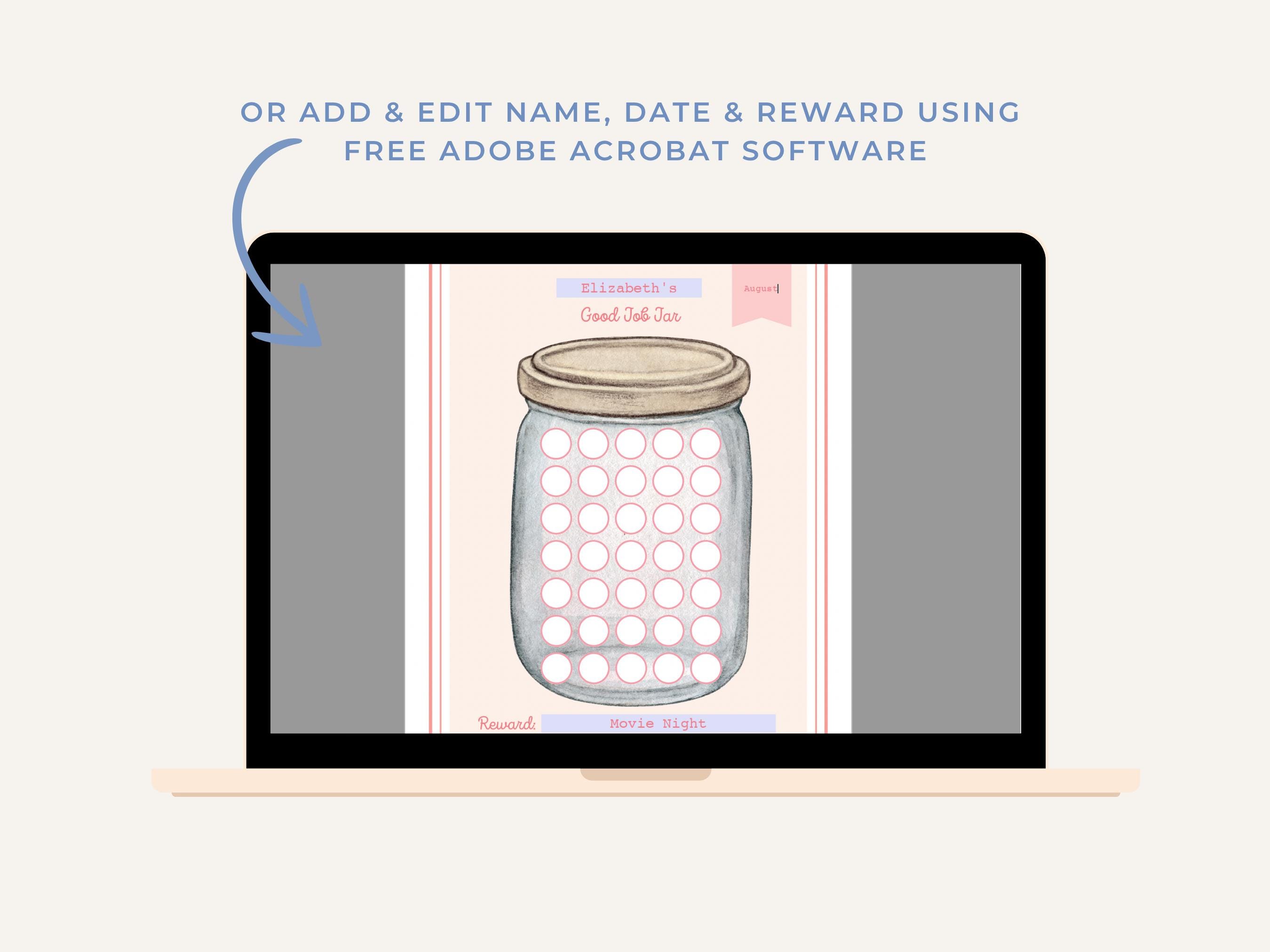 Printable Reward Chart, Good Job Jar, Positive Behavior Chart, Sticker ...