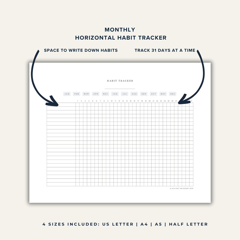 Printable Habit Tracker, PDF for Yearly Monthly Daily Routine and Goal ...