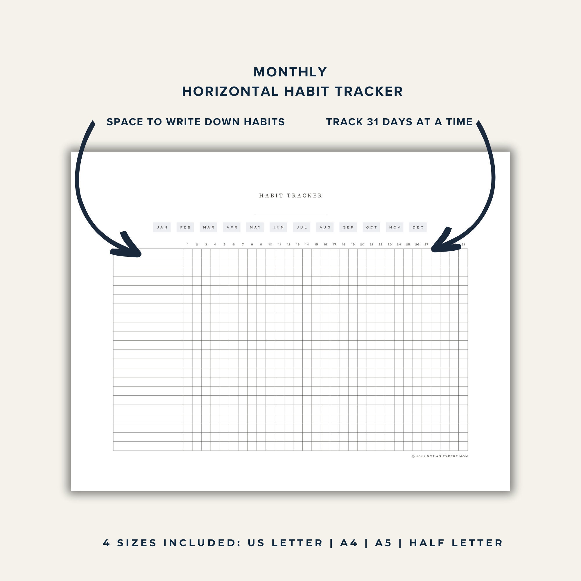 Printable Habit Tracker, PDF for Yearly Monthly Daily Routine and Goal ...