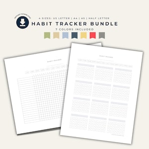 Printable Habit Tracker, PDF for Yearly Monthly Daily Routine and Goal ...