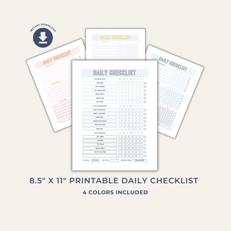 Kids Daily Checklist, Daily Routine Chart, Morning Routine, Evening ...