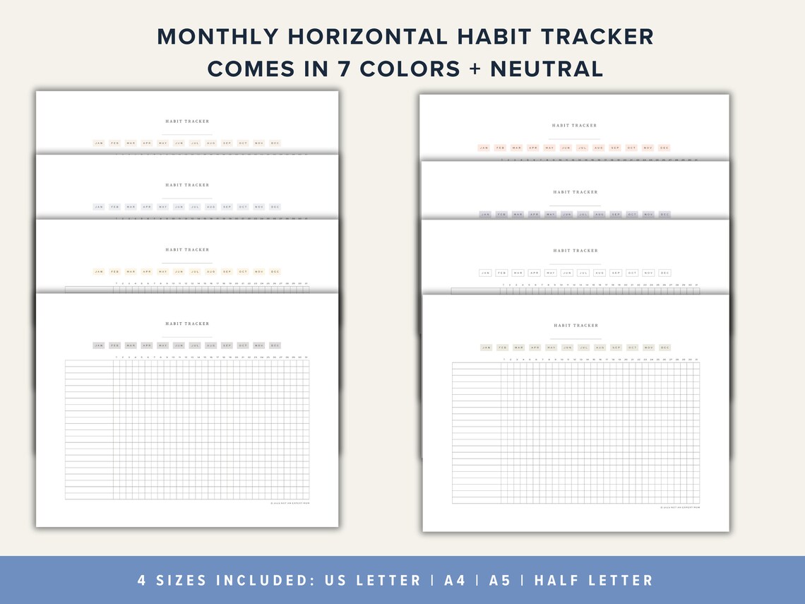 Printable Habit Tracker PDF for Yearly Monthly Daily Routine - Etsy
