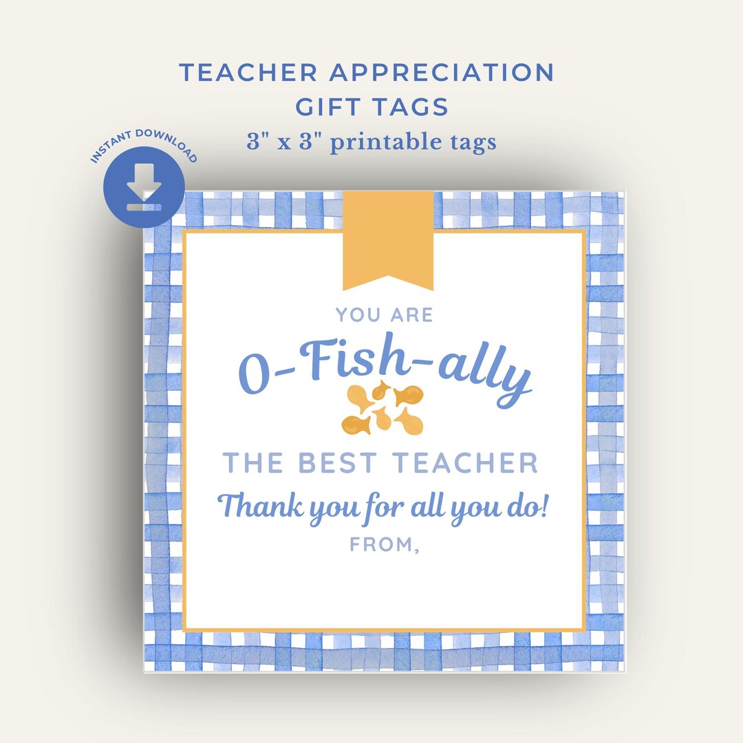 O-fish-ally the Best Teacher Printable Gift Tag, Instant Download ...