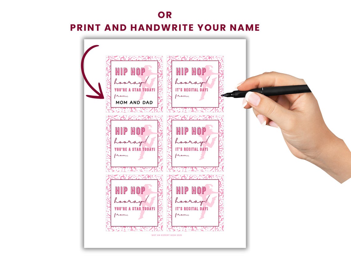 Printable Dance Tag, Hip Hop Dance Recital Gift Tag, Hip Hop Hooray ...