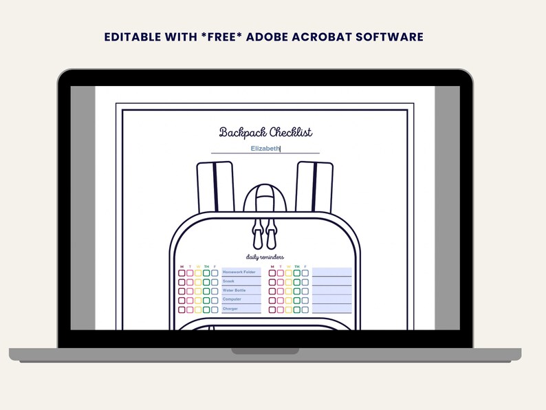Editable Backpack Checklist, Weekly Backpack Checklist Printable, Back ...