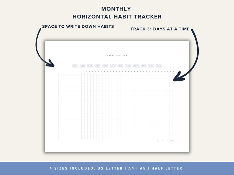 Printable Habit Tracker PDF for Yearly Monthly Daily Routine - Etsy
