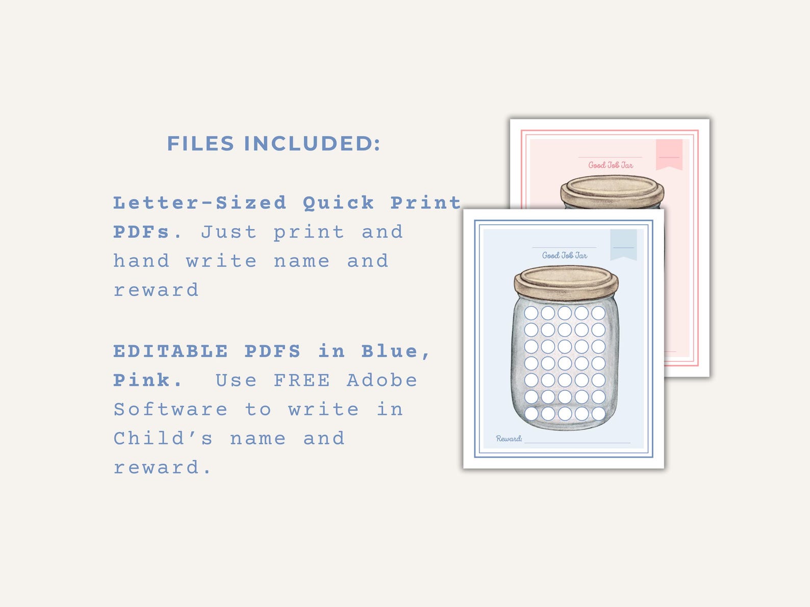 Printable Reward Chart, Good Job Jar, Positive Behavior Chart, Sticker ...