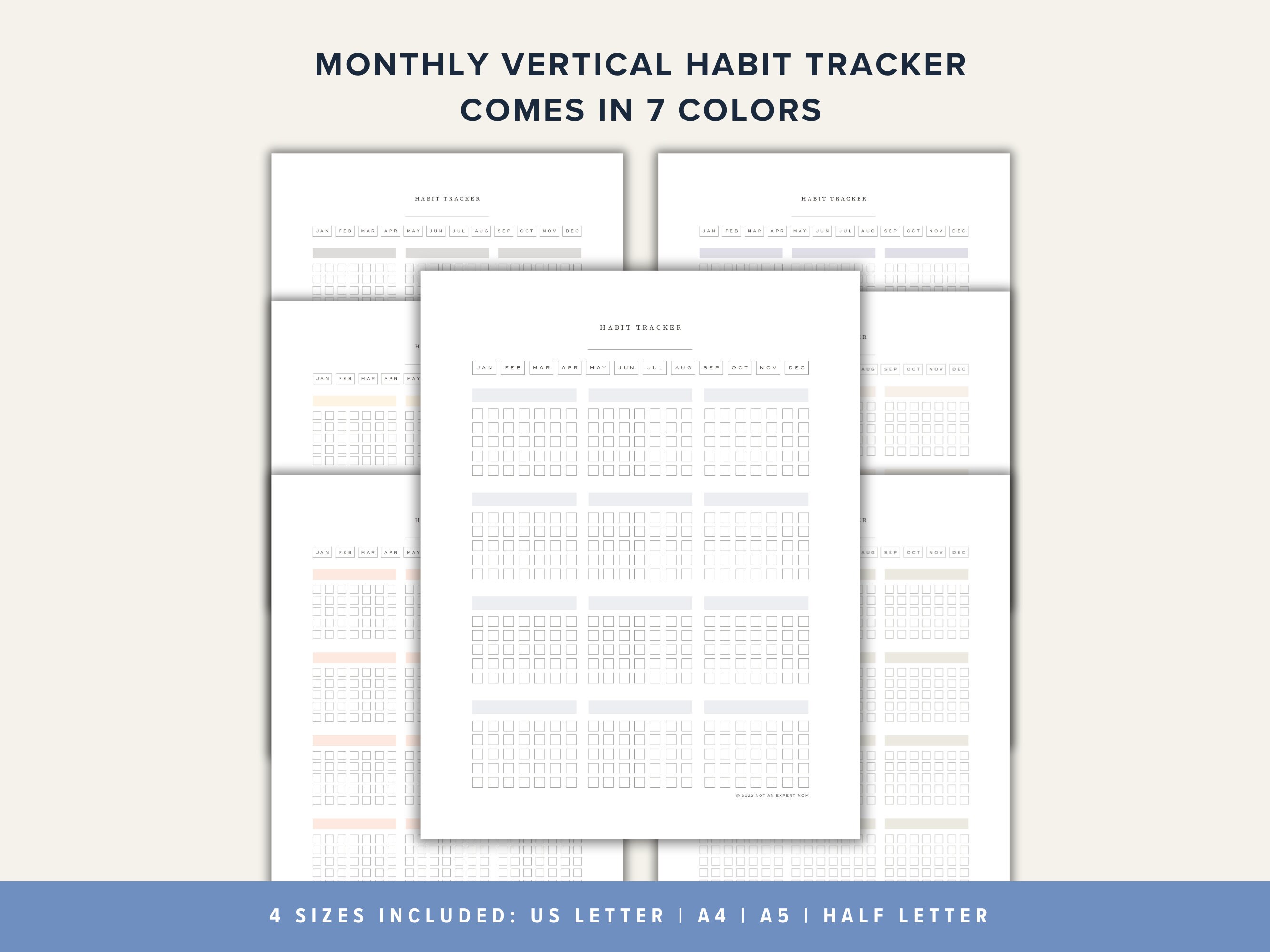 Printable Habit Tracker, PDF for Yearly Monthly Daily Routine and Goal ...