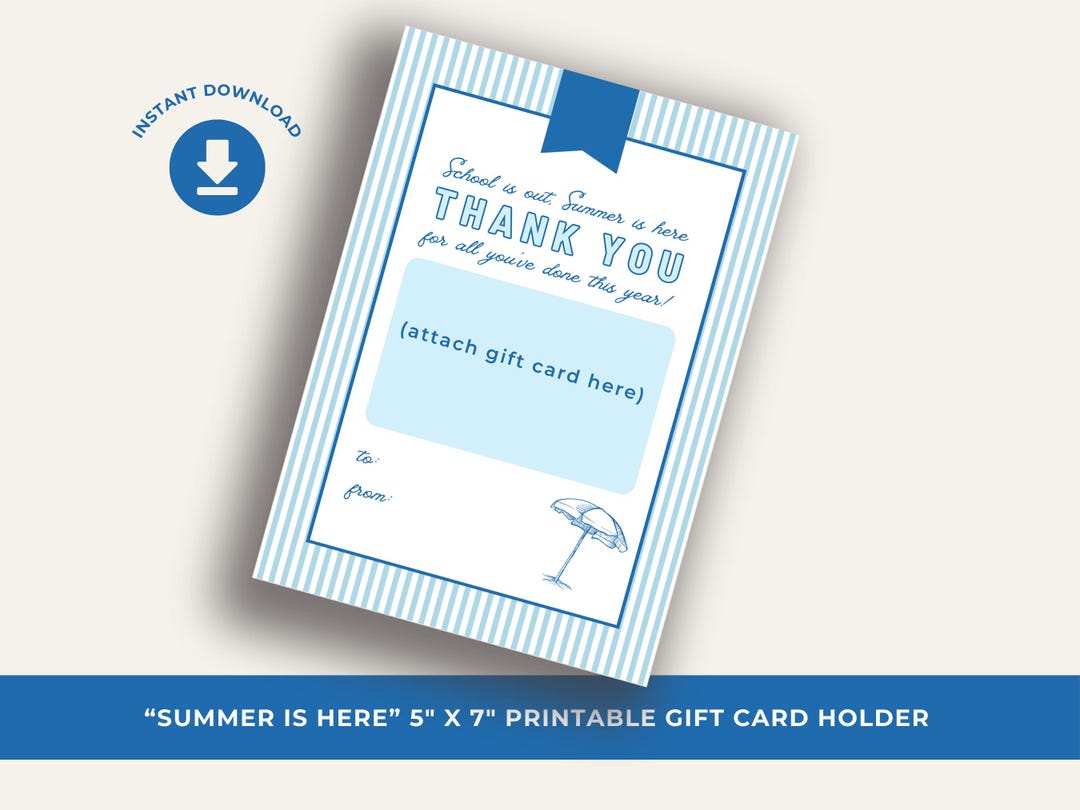 Schools Out Gift Tag, End of Year Teacher Gift, Printable Gift Card ...