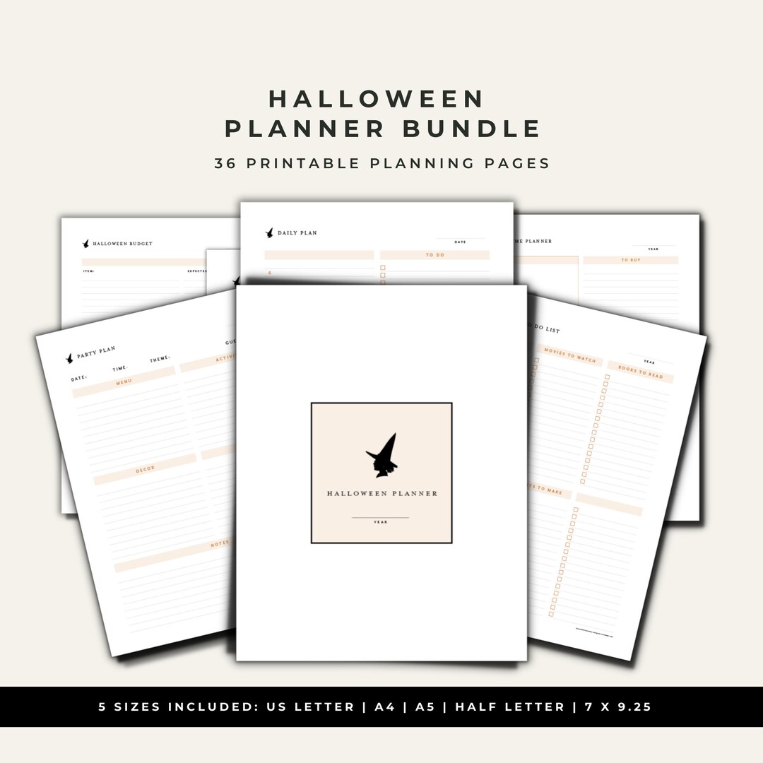 Printable Halloween Planner Bundle, Halloween PDF Insert, Costume ...