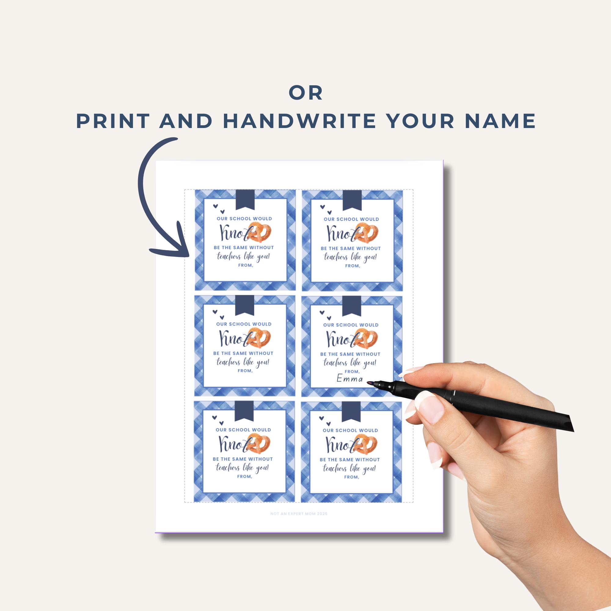 Printable Teacher Appreciation Tag, Pretzel Favor Tag, 3" Gift Tags ...