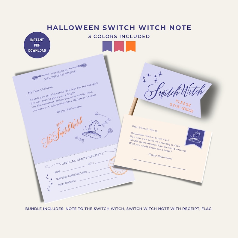 Switch Witch Letter Candy Trade, Halloween Printable Bundle, Candy Swap ...